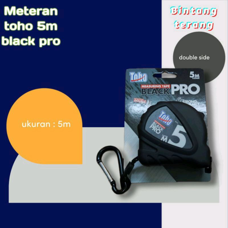 Jual Meteran Toho 5 meter Black Pro | Shopee Indonesia