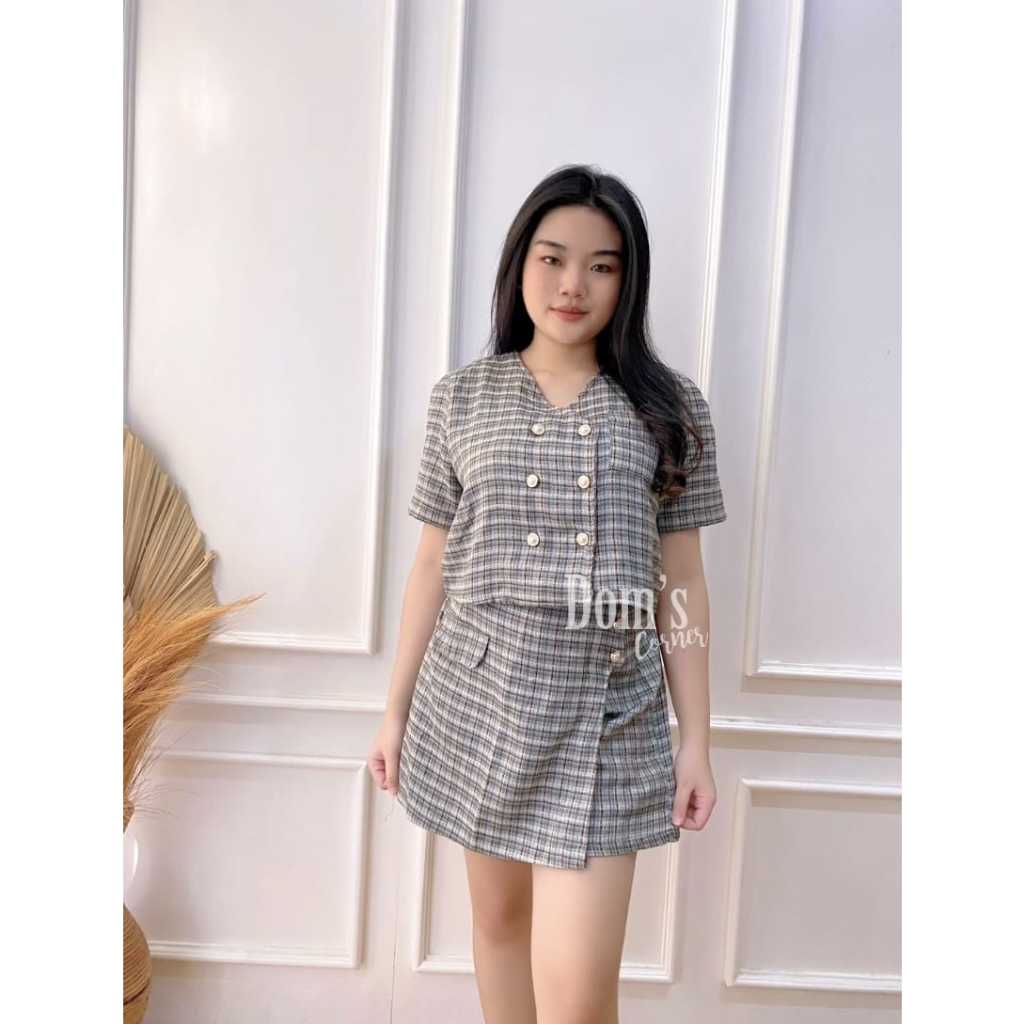 Jual Domscorner - Sun hee skort - tweed set - baju tweed ala korea ...