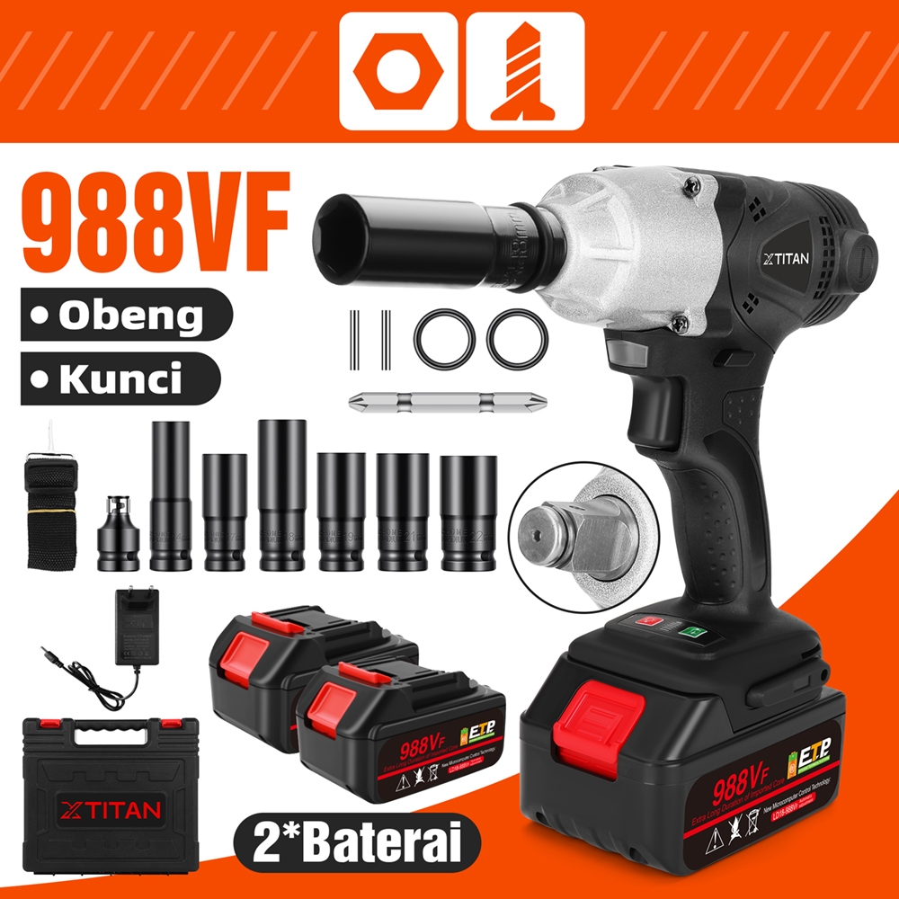 Jual 【COD】1/2 Inch Kunci Pas Elektrik 688/988/2888VF 880N/M Mobil Kunci Impact Baterai Mesin Bor ...