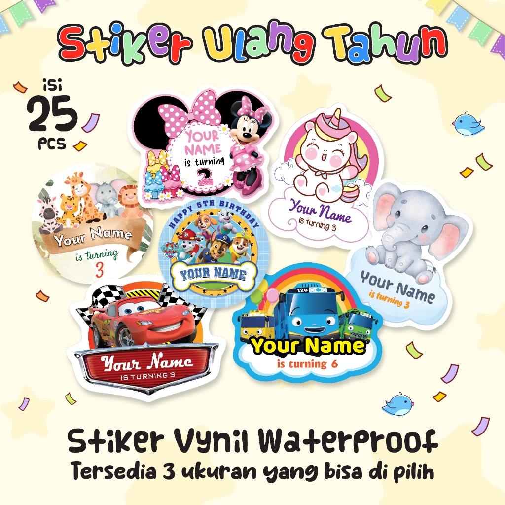 Jual STIKER LABEL ULANG TAHUN CUSTOM / BIRTHDAY STICKER CUSTOM (ISI ...