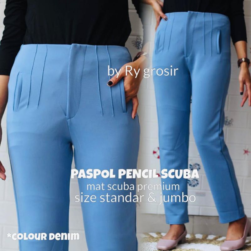 Jual Paspol Celana Pencil Scuba Premium Ukuran Standar & Jumbo | Shopee ...
