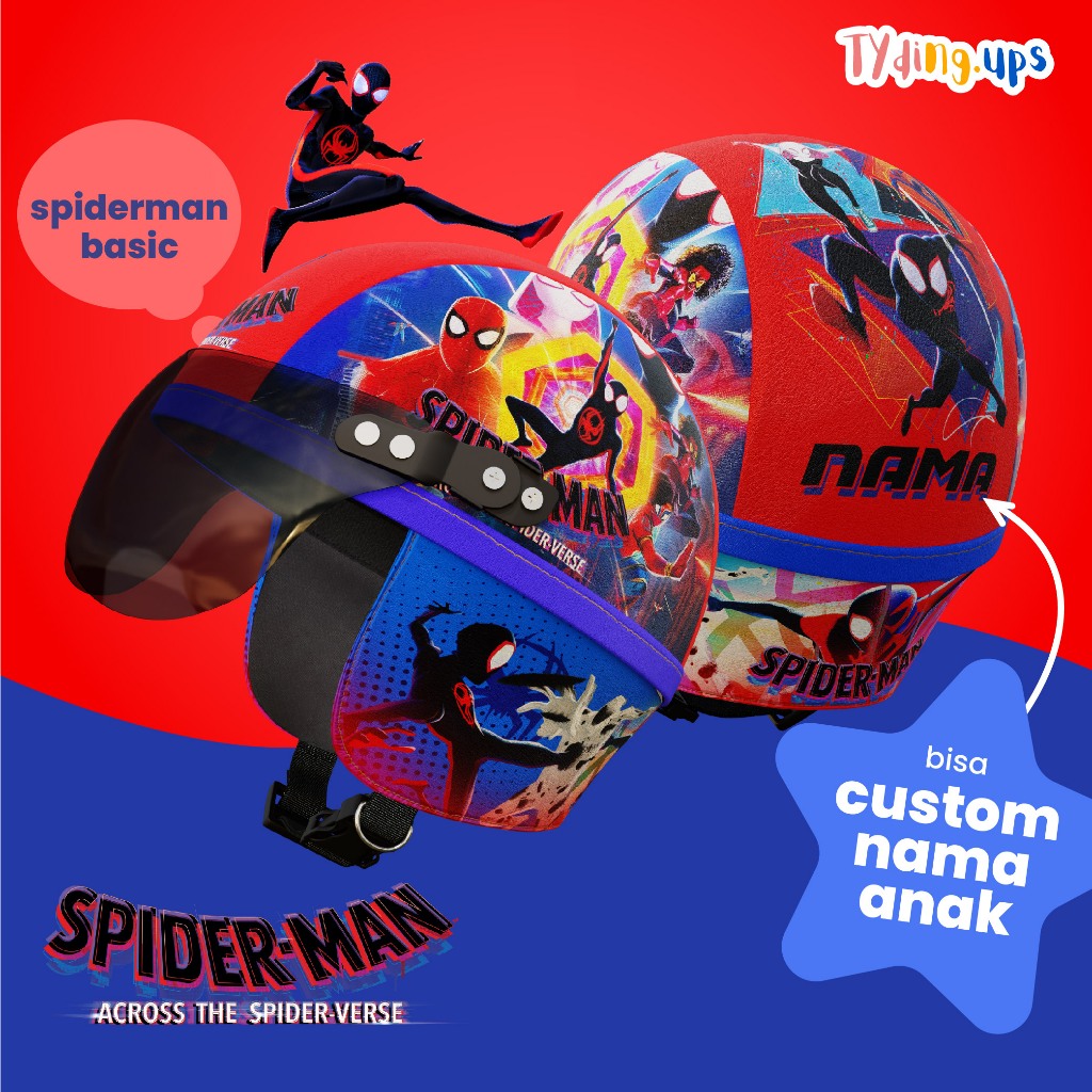 Jual HELM ANAK CUSTOM NAMA KARAKTER SPIDERMAN UNTUK USIA 1 2 3 4 5 ...