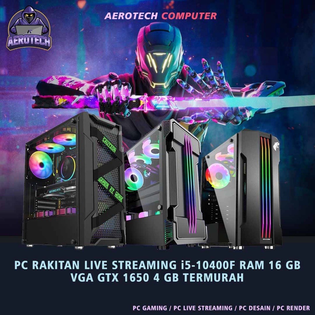 Jual PC RAKITAN I5 10400F | RAM 16 GB | VGA GTX 1650 4 GB | LED 24 INCH 165 HZ SIAP PAKAI ...