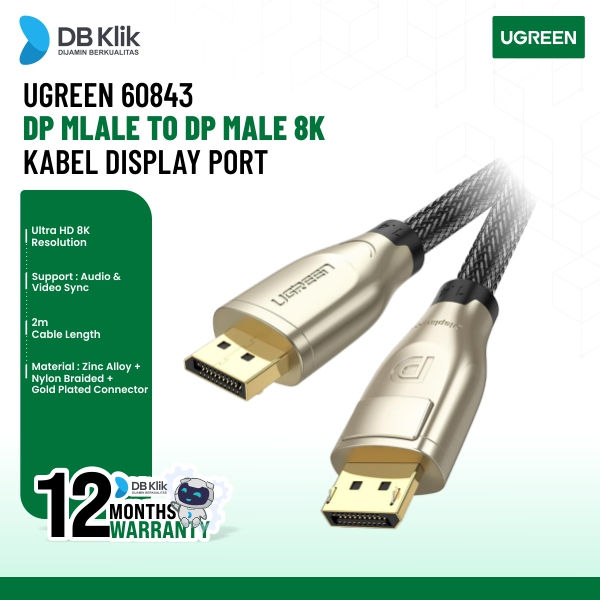 Jual Ugreen Kabel Display Port Dp Mlale To Dp Male 8K 2M Gold Plated ...