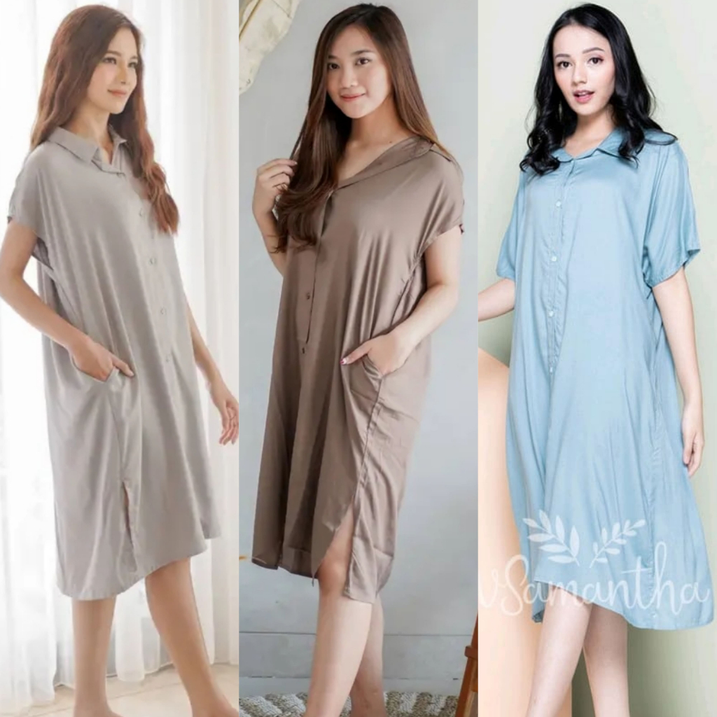 Jual Home Dress Wanita Full Kancing Daster Andin polos busui dress ...