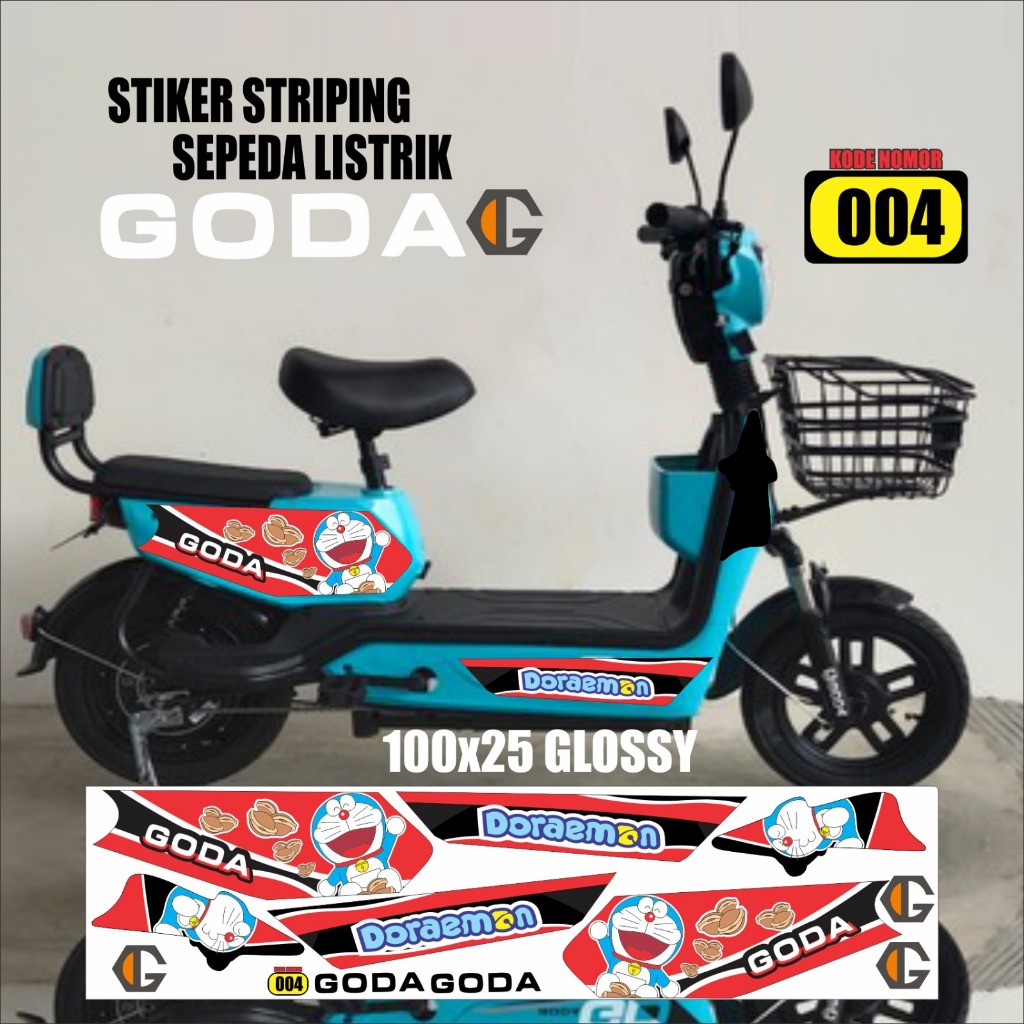Jual Sticker Striping Sepeda Listrik GODA Variasi QLA003 DORAEMON Semua ...
