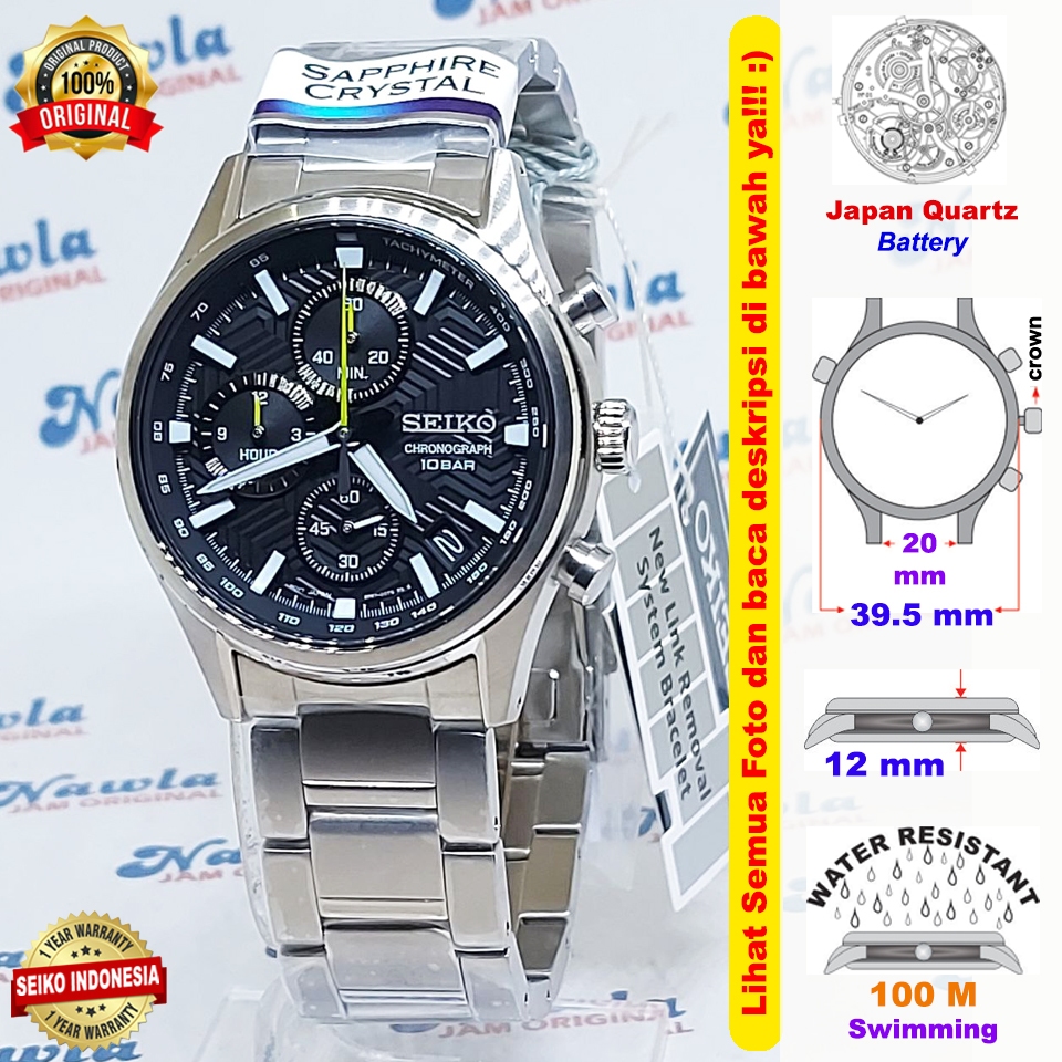 Jual Seiko Quartz SSB419P1 Chronograph Sapphire Black - Jam Tangan Pria ...