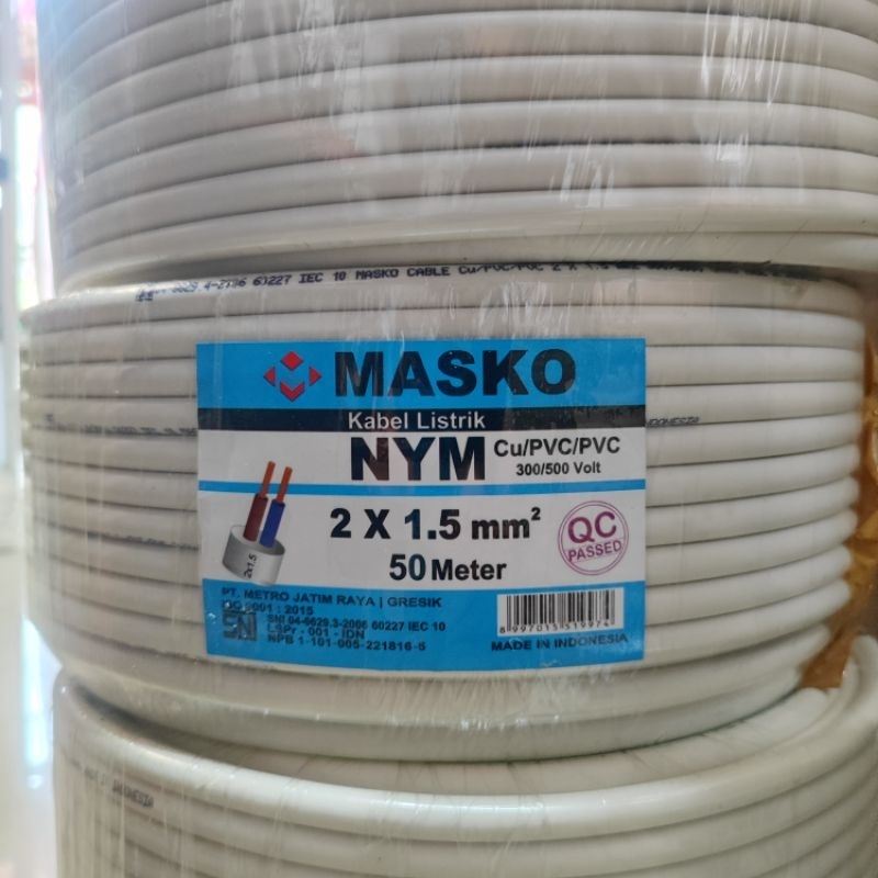 Jual KABEL NYM 2x1.5 MASKO 50M 50 METER ROLL KABEL KAWAT TUNGGAL | Shopee Indonesia