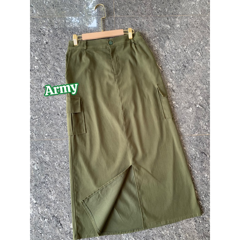 Jual CARGO SKIRT/ ROK CARGO BELAH DEPAN TWILL COMBED PREMIUM/ROK CARGO ...