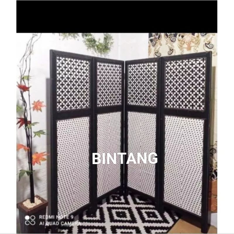 Jual ( 3 PINTU ) Sketsel pembatas Ruangan Rotan Sintetis Partisi Sekat ...