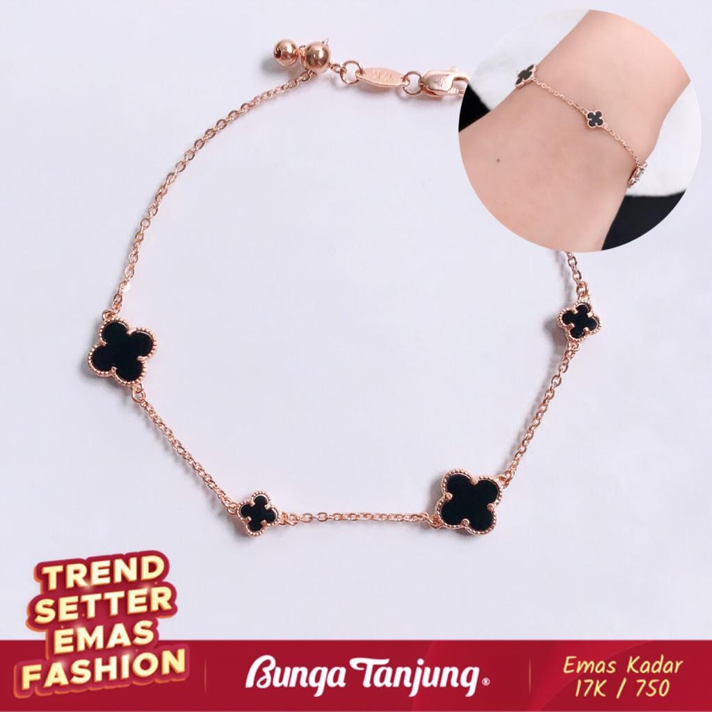 Jual GELANG CLOVER M - EMAS 17K - BUNGA TANJUNG GOLD | Shopee Indonesia