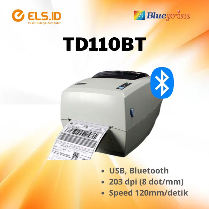 Jual Printer Barcode Thermal Label Resi A6 Blueprint TD110BT USB ...
