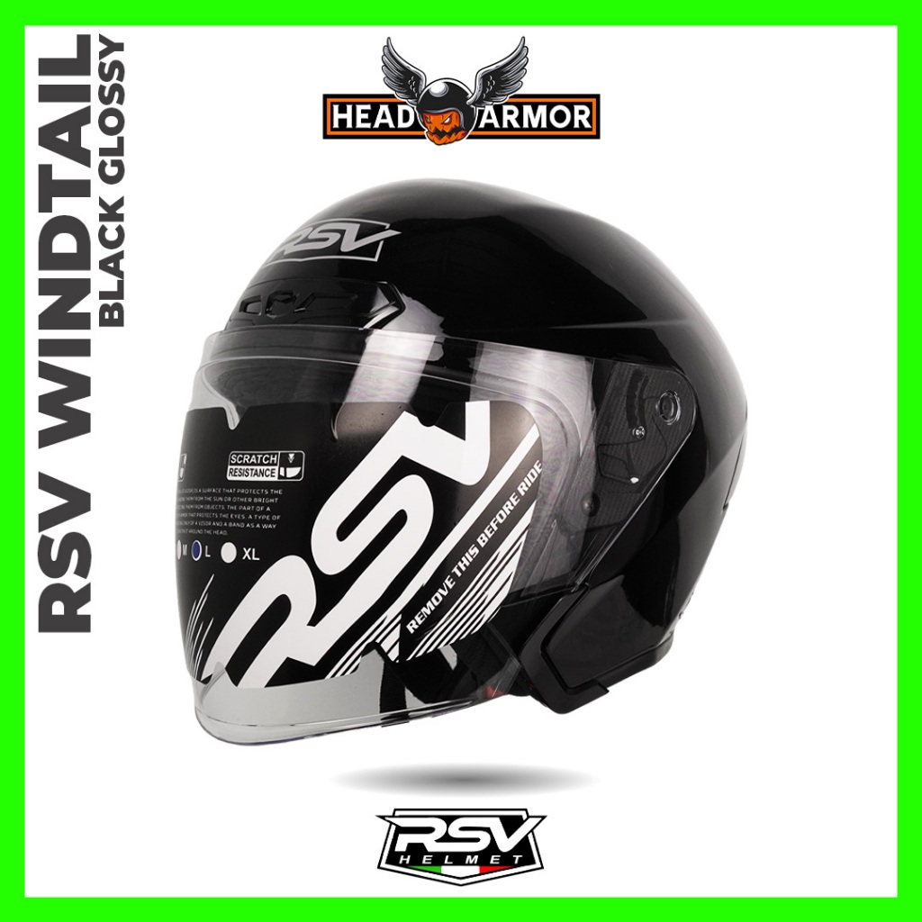 Jual Helm RSV Windtail Solid Black Glossy | Helm Sport | Half Face ...