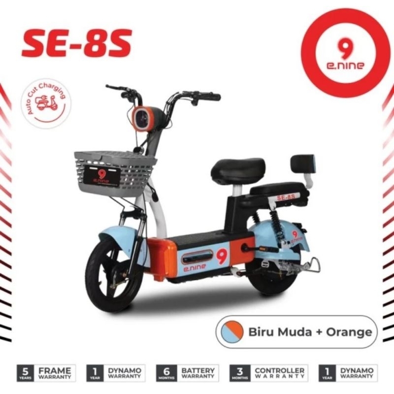 Jual Sepeda Listrik E Nine SE 8s Ebike Moped | Shopee Indonesia