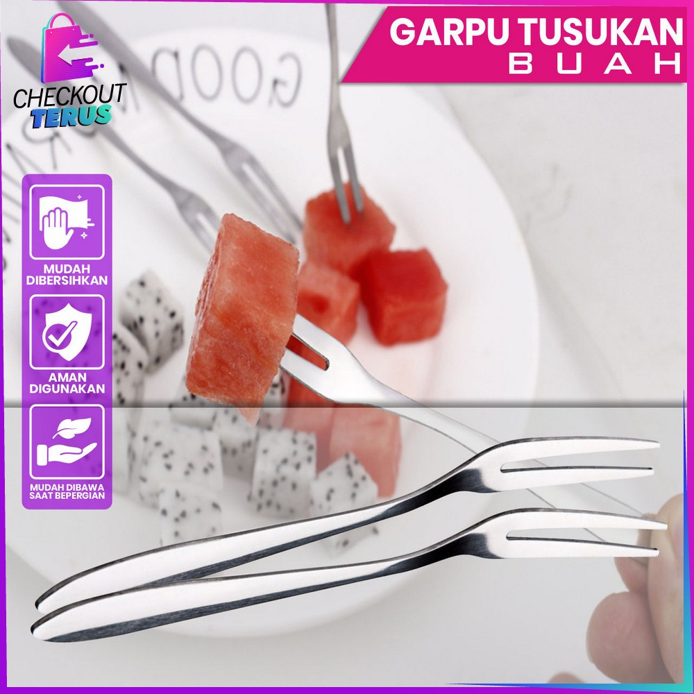 Jual CT C946 Garpu Buah Stainless Fruit Fork Serbaguna Tusukan Buah Kue ...