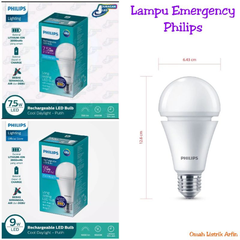 Jual Lampu LED Emergency Philips 7.5W 9W Putih | Shopee Indonesia