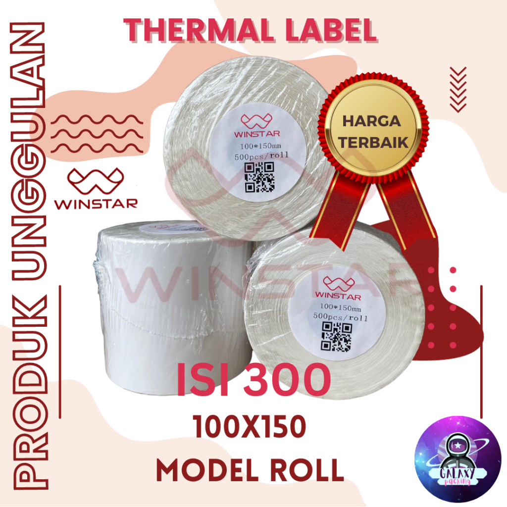 Jual LABEL STICKER THERMAL 100x150 ISI 300 LEMBAR BARCODE UKURAN A6 ...