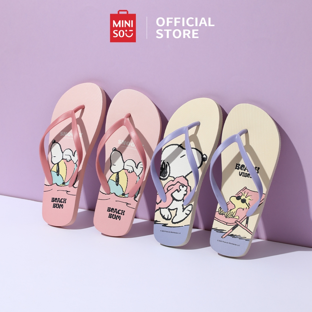 Jual MINISO Snoopy Sandal Jepit Wanita Uniseks Pria dan Wanita Sandal ...