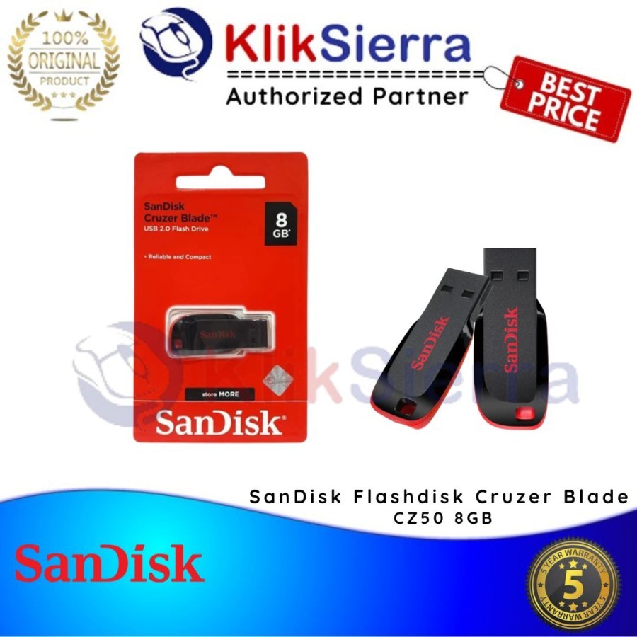 Jual SANDISK Flashdisk Cruzer Blade CZ50 USB FLASH DISK 8 GB | Shopee ...