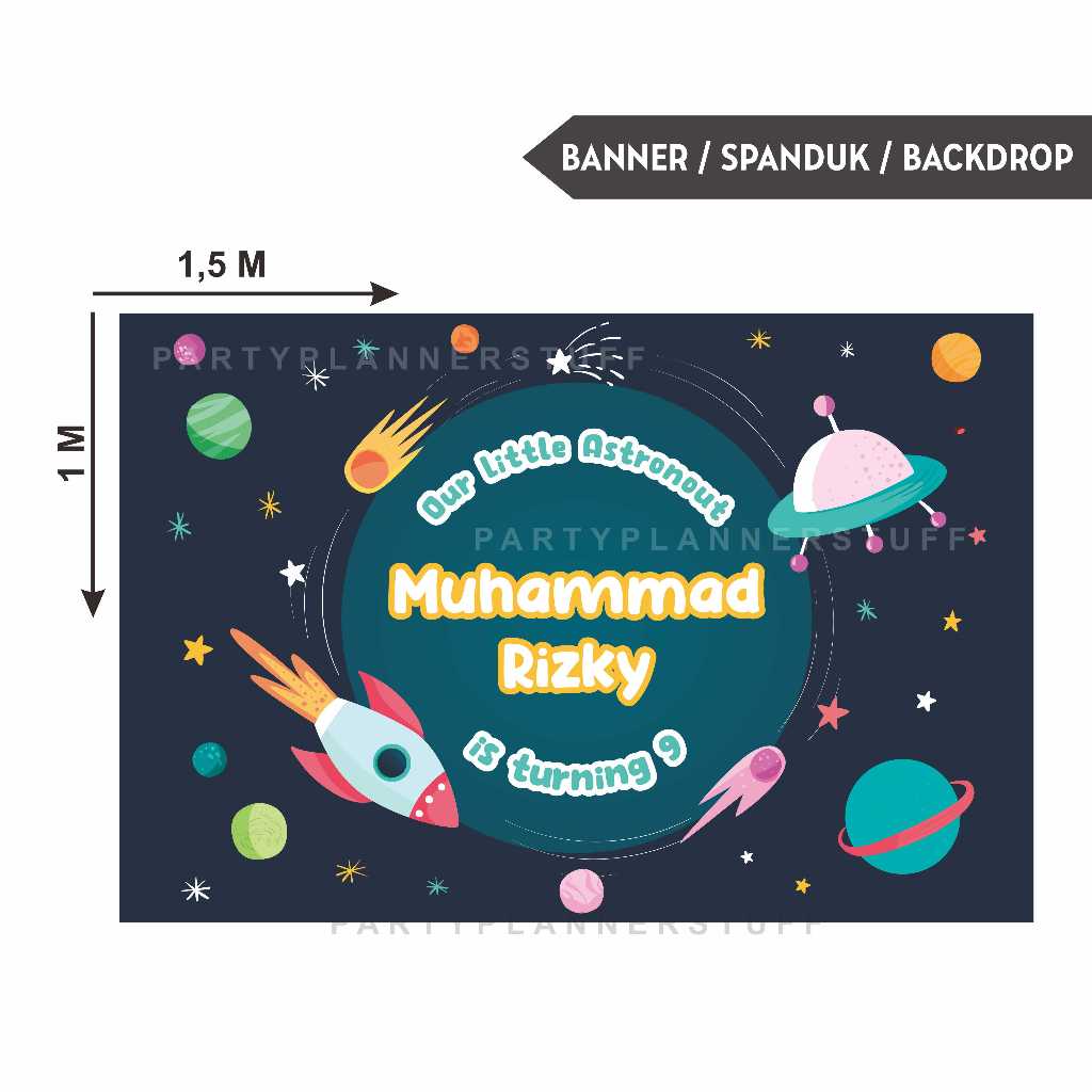 Jual Banner spanduk backdrop tema space / banner happy birthday tema ...