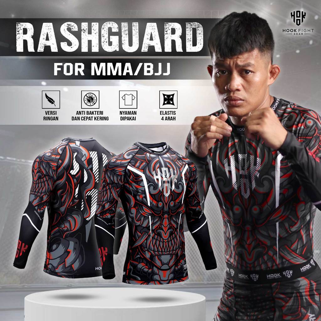 Jual Rashguard BJJ Hook Compression MMA Rash Guard No Gi Brazilian Jiu ...