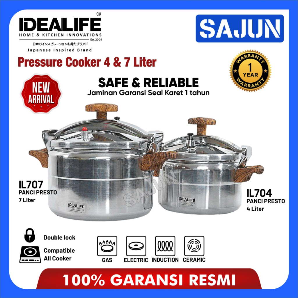 Jual IDEALIFE Pressure Cooker 4 Ltr / 7 Ltr Panci Presto IL-704 / IL ...