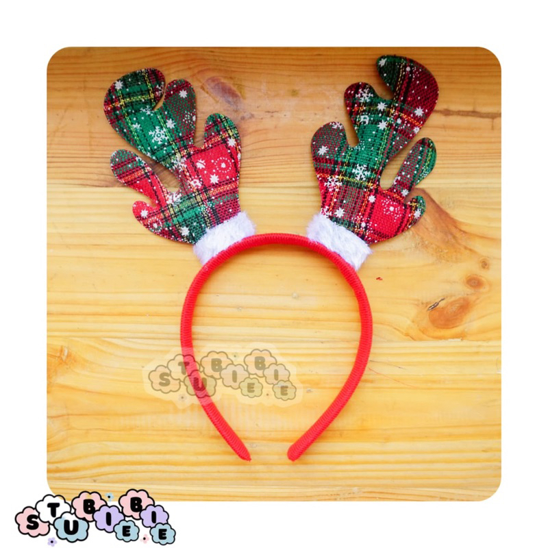 Jual Bando tanduk rusa Bandana Natal deer corak dengan motif salju Hair ...