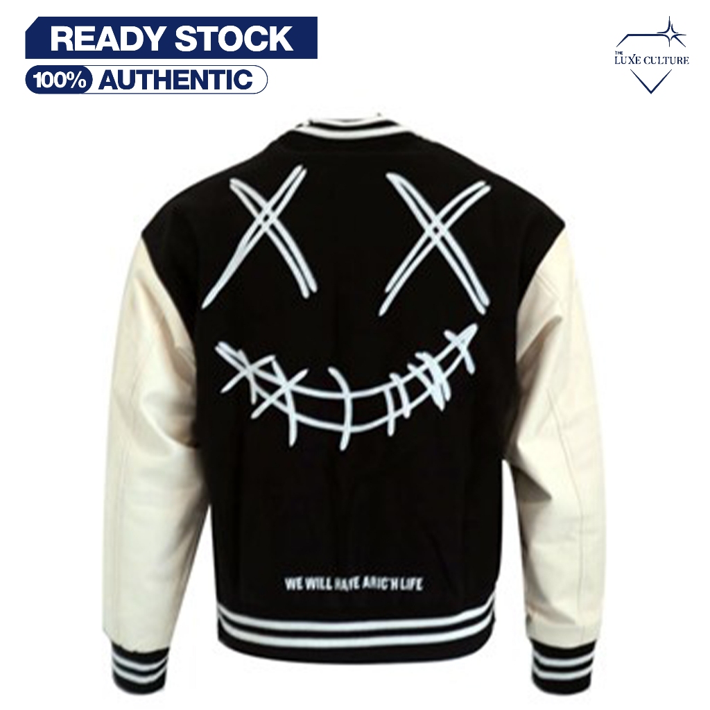 Jual Ricky Is Clown Stencil Logo Black Cream Varsity Jacket / Jaket ...