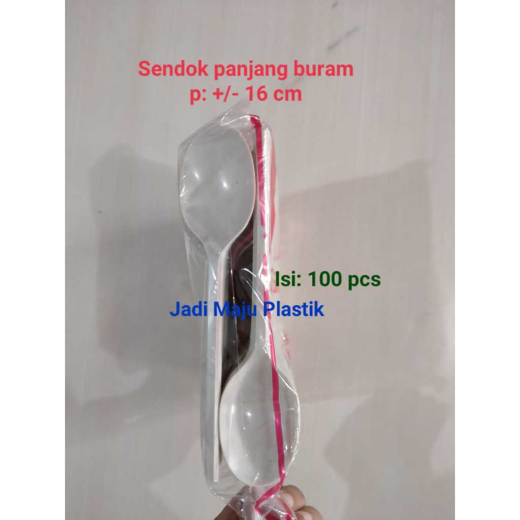 Jual SENDOK MAKAN PLASTIK BURAM / SENDOK PLASTIK PANJANG BURAM ISI 100 ...