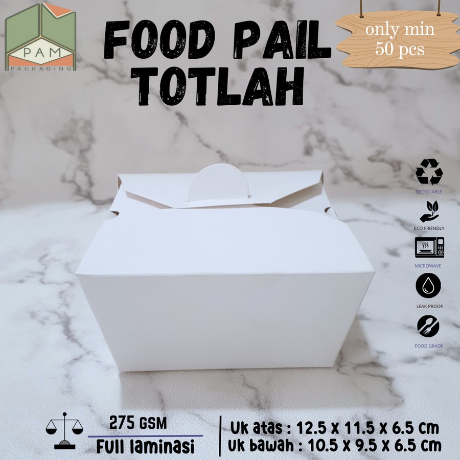 Jual Food Pail Putih | Paper Rice Box | Ukuran Large | Bahan Ivory ...