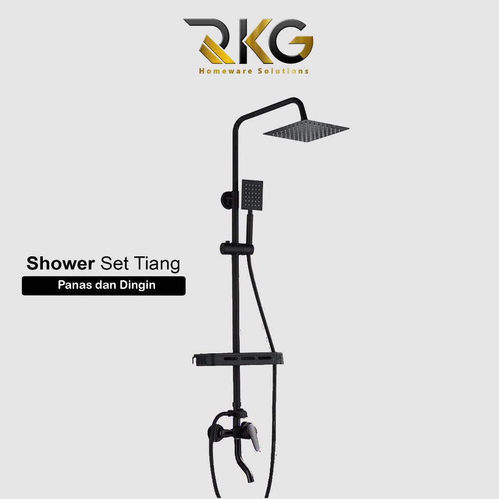 Jual RKG Shower Set Tiang Column Panas Dingin Keran Mixer Hitam Kotak ...