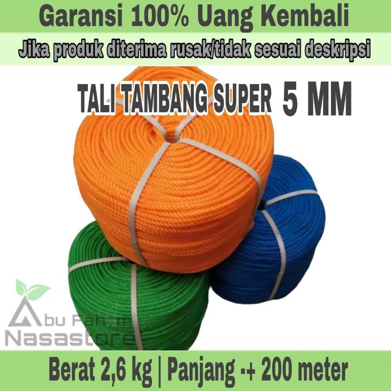 Jual TALI TAMBANG 5 MM BERAT 2,6 KG | TALI TAMBANG PE | TALI NYLON ...