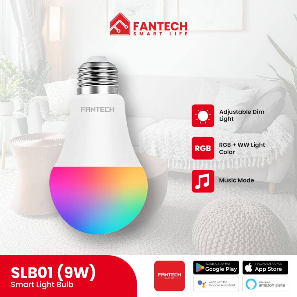 Jual Fantech Smart Life Smart LED Bulb Smart LED Bulb 9W RGBWW Wifi IoT ...