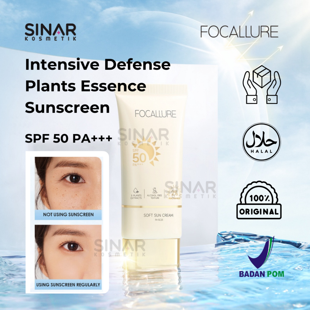 Jual Focallure UVA UVB Blue Light Sun Protector Sunscreen Gel SPF 50 PA ...