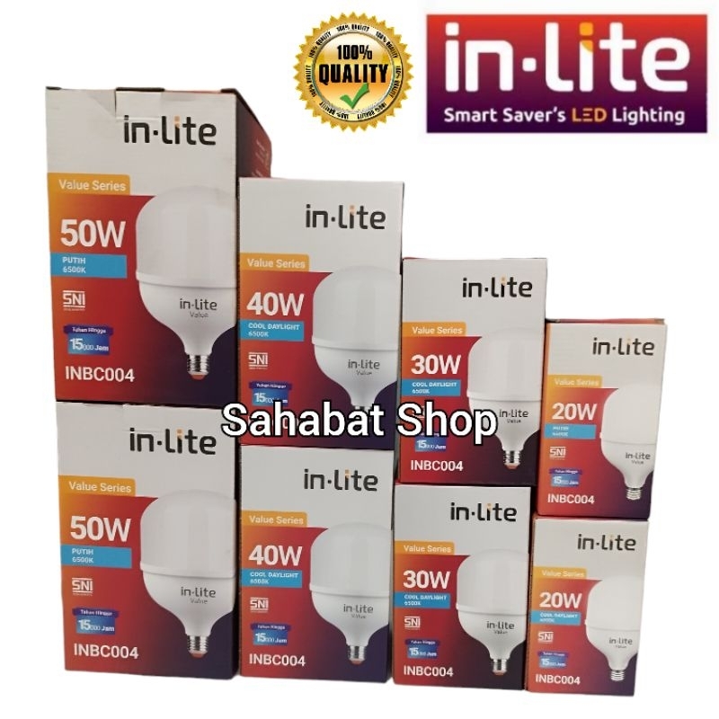 Jual LAMPU BOHLAM LED PUTIH IN-LITE BERGARANSI LENGKAP 3WATT - 50WATT ...