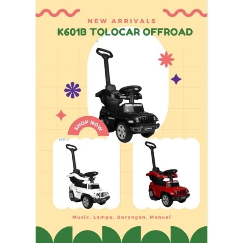 Jual MAINAN MOBIL DORONG TOLOCAR Anak PMB JEEP OFFROAD K601B / PAJERO ...