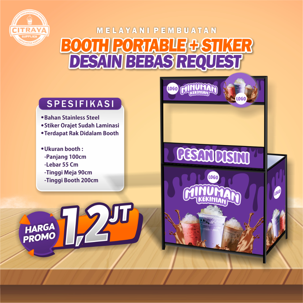 Jual BOOTH PORTABLE / BOOTH LIPAT STAINLESS / MEJA LIPAT PORTABLE ...