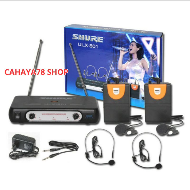 Jual Mic Bando Mic Jepit Wireless UHF CLIP ON 2 set mic Shure ULX-801 ...
