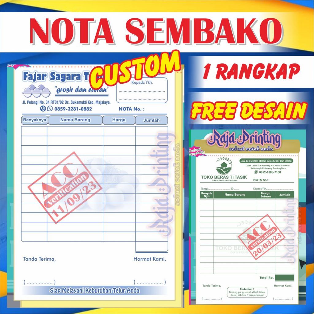 Jual Cetak Nota Sembako Custom bisa request nama toko ukuran 1/4 1 ...