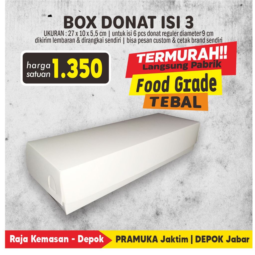 Jual Box Donat Isi 3 Ivory Polos | Shopee Indonesia