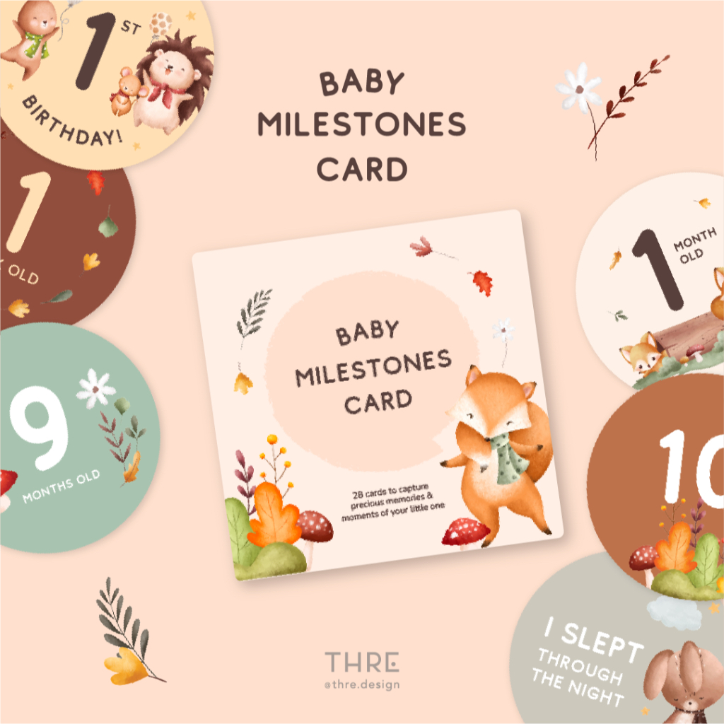 Jual Thre Design Baby Milestone Cards / Kartu Pertumbuhan Bayi | Shopee ...