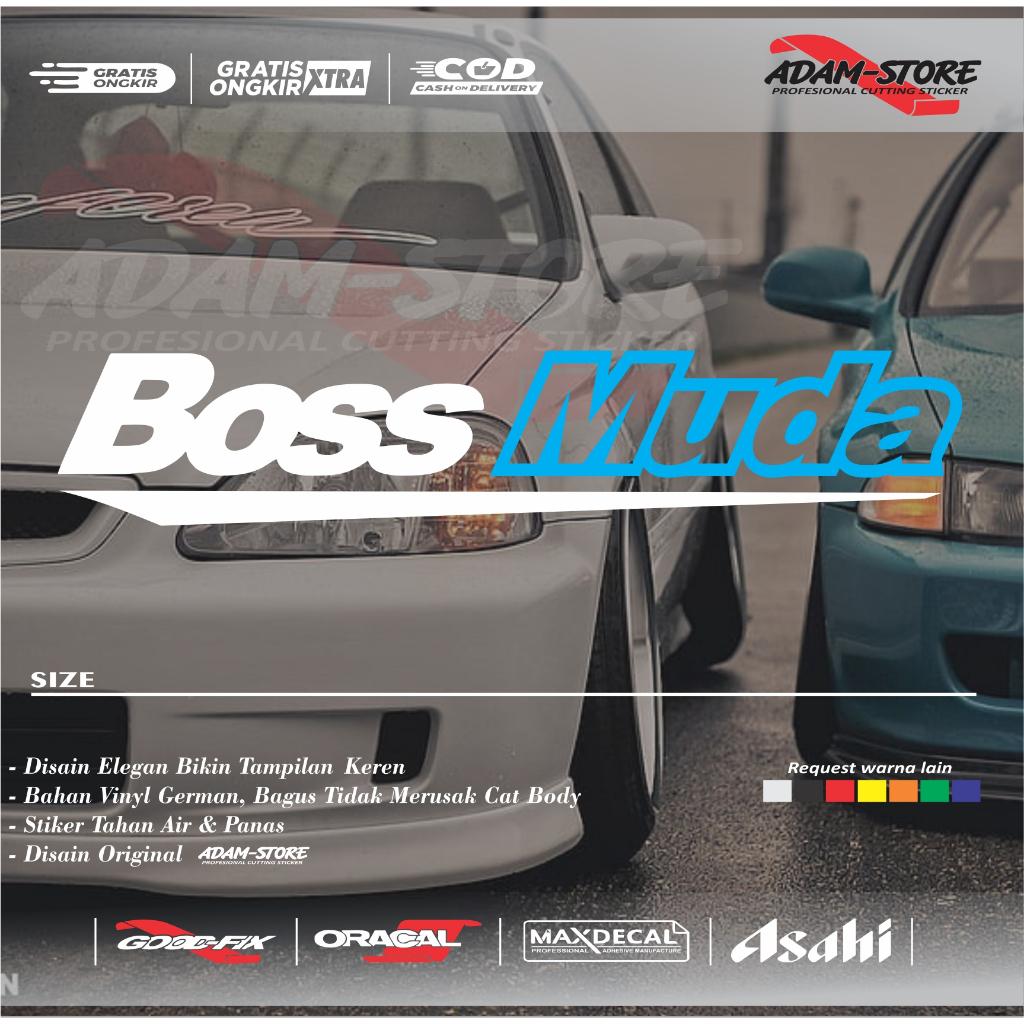 Jual BM11 Sticker boss muda punya cerita sticker mobil stiker cutting ...