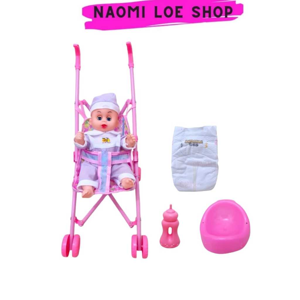 Jual PEE Doll stroller boy bisa pipis Mainan stroller dan mainan boneka ...