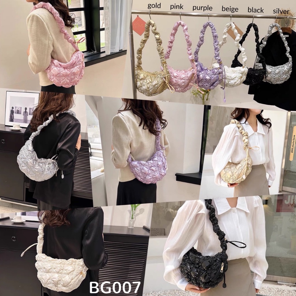 Jual BG007 Metalic Korea Puffy Bag (Sling or Shoulder) | Shopee Indonesia