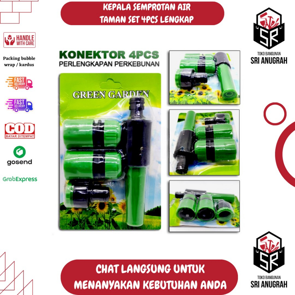 Jual Nozzle Kepala Semprotan Air Selang PVC Set 4PCS Konektor Selang ...