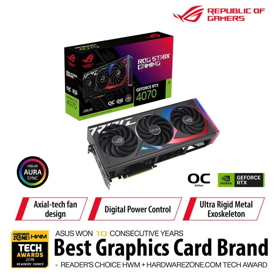 Jual ASUS ROG STRIX RTX 4070 12GB OC GDDR6X RTX4070 12G VGA NVIDIA ...