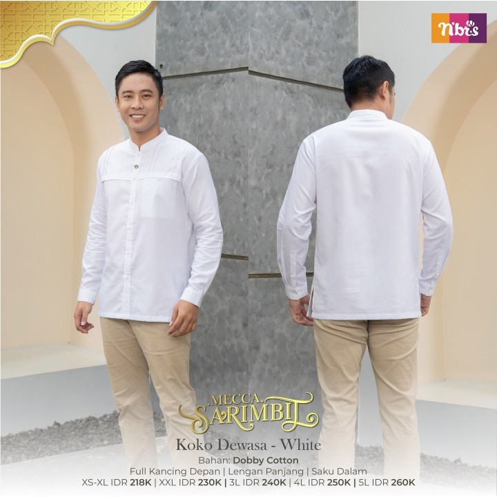 Jual BAJU KOKO PRIA DEWASA NIBRAS PUTIH RABBANI LEBARAN NK 126 NSK MECCA BAJU MANASIK UMROH ...