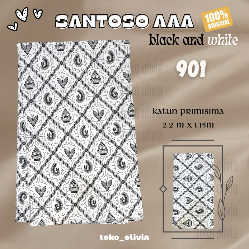 Jual KAIN BATIK SANTOSO AAA UNGGUL JAYA JARIK BATIK HITAM PUTIH PANJANG DAN HALUS sidoluhur ...