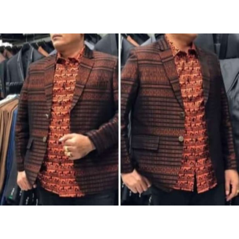Jual Set jas + celana ulos Batak motif full tenun Tarutung | Shopee ...