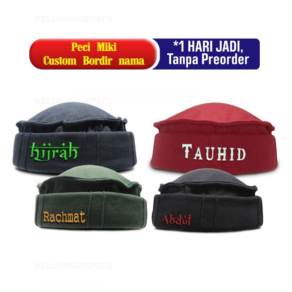 Jual PECI PAKOL BORDIR NAMA SATUAN TOPI CUSTOM TOPI PECI KOPEAH MURAH ...